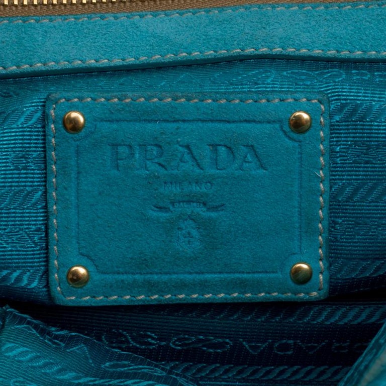 Prada Turquoise Suede New Look Tote For Sale at 1stDibs