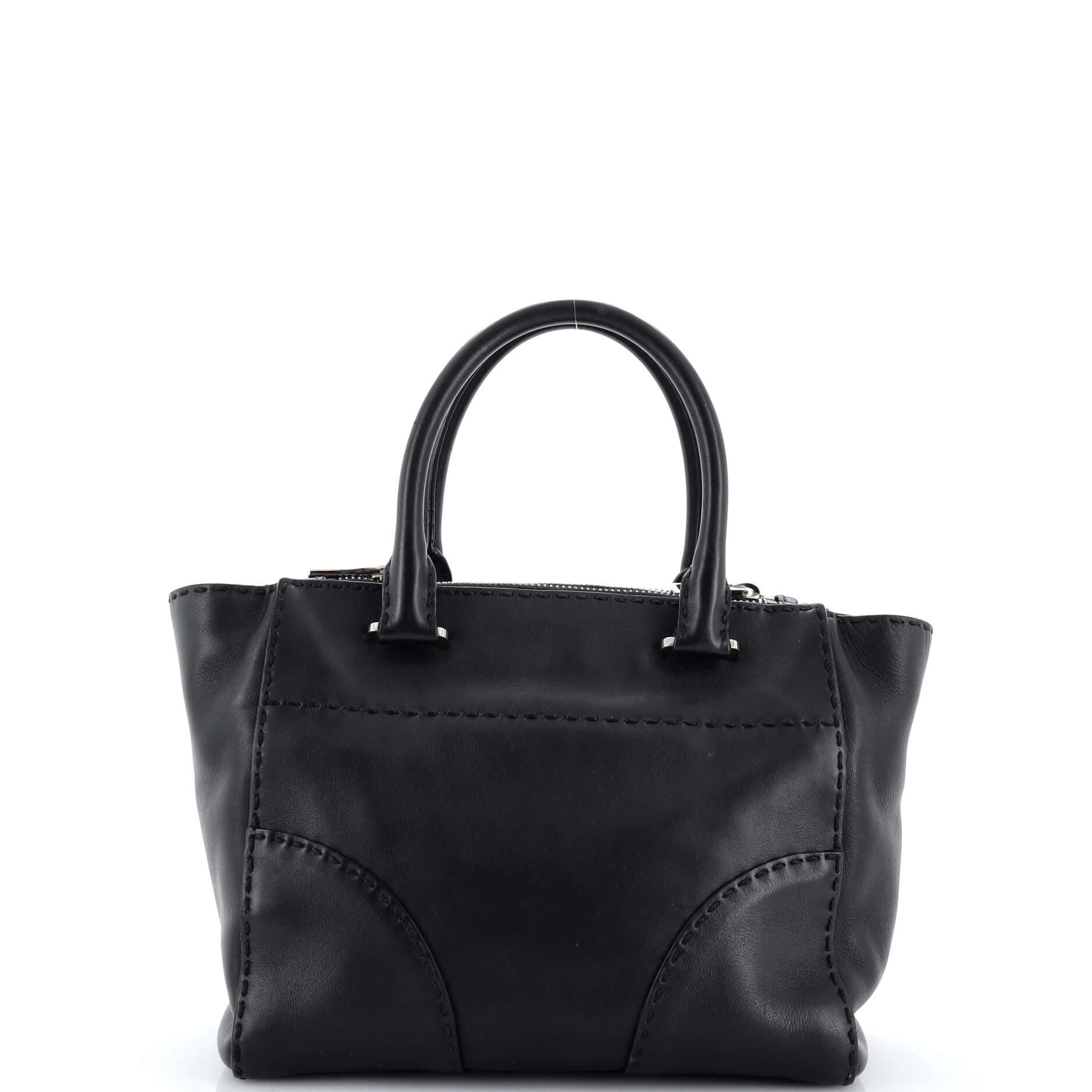 Prada Twin Pocket Tote Stitched City Calf Small For Sale at 1stDibs