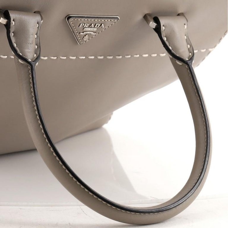Prada Twin Pocket Tote Stitched City Calf Small at 1stDibs