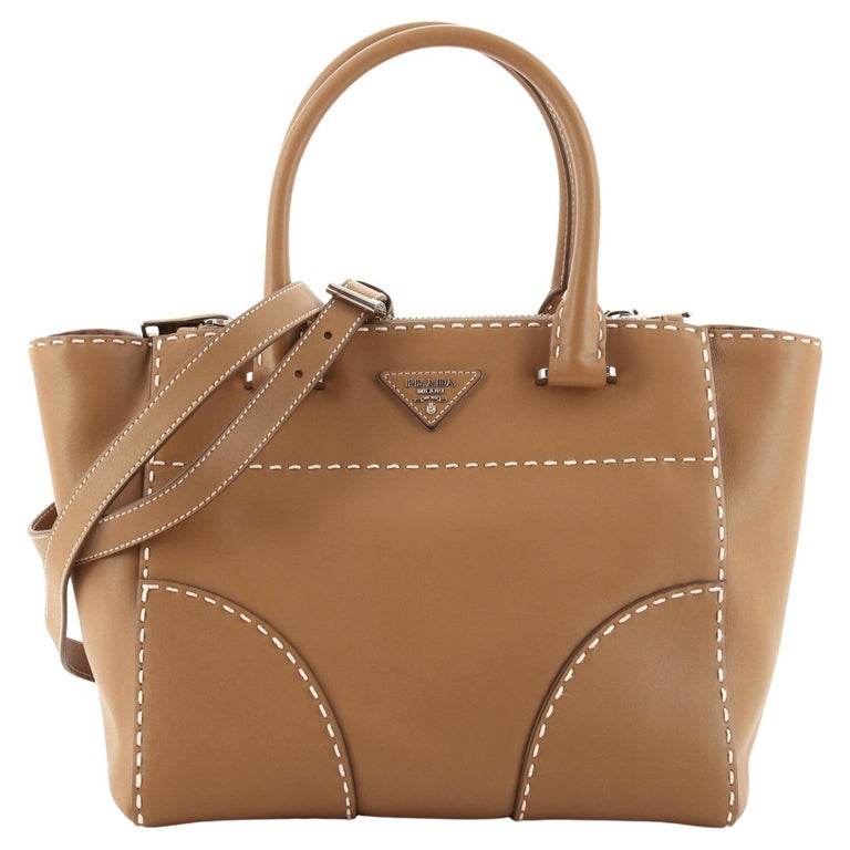 Prada Twin Pocket Tote Stitched City Calf Small at 1stDibs