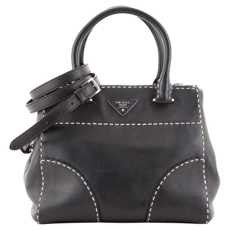 Prada Twin Pocket Tote Stitched City Calf Small For Sale at 1stDibs