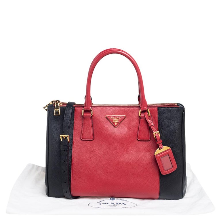 Prada Two Tone Saffiano Leather Medium Double Zip Tote at 1stDibs