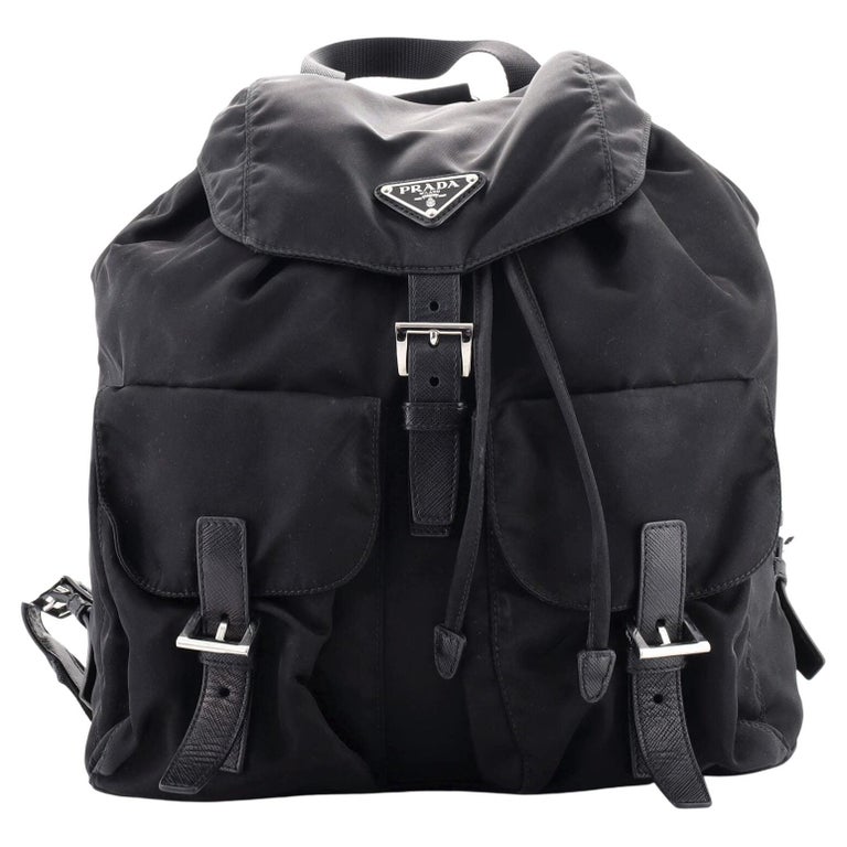Prada Vela Double Front Pocket Backpack Tessuto with Saffiano Leather ...