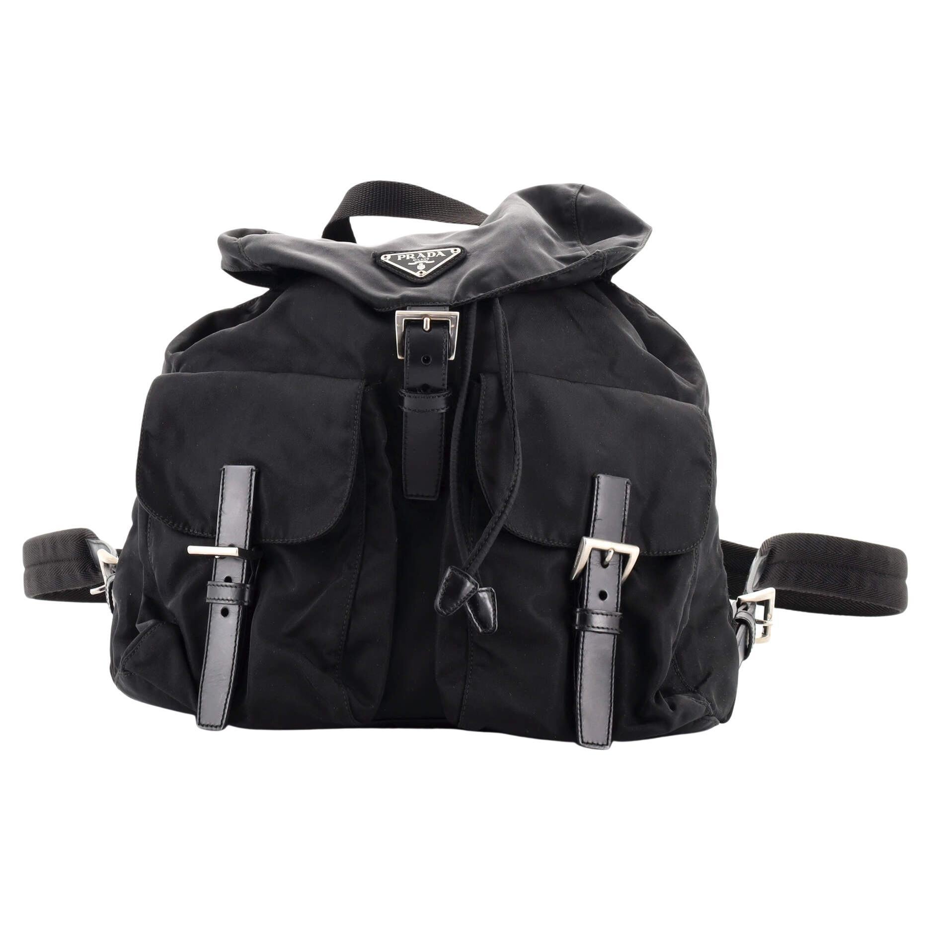 Prada Black Nylon Drawstring Backpack at 1stDibs
