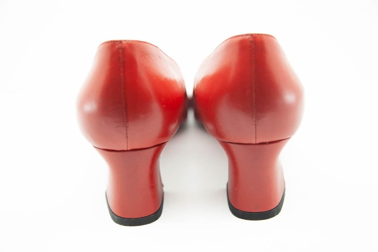 Prada Very Vintage Red Block Heel For Sale at 1stDibs