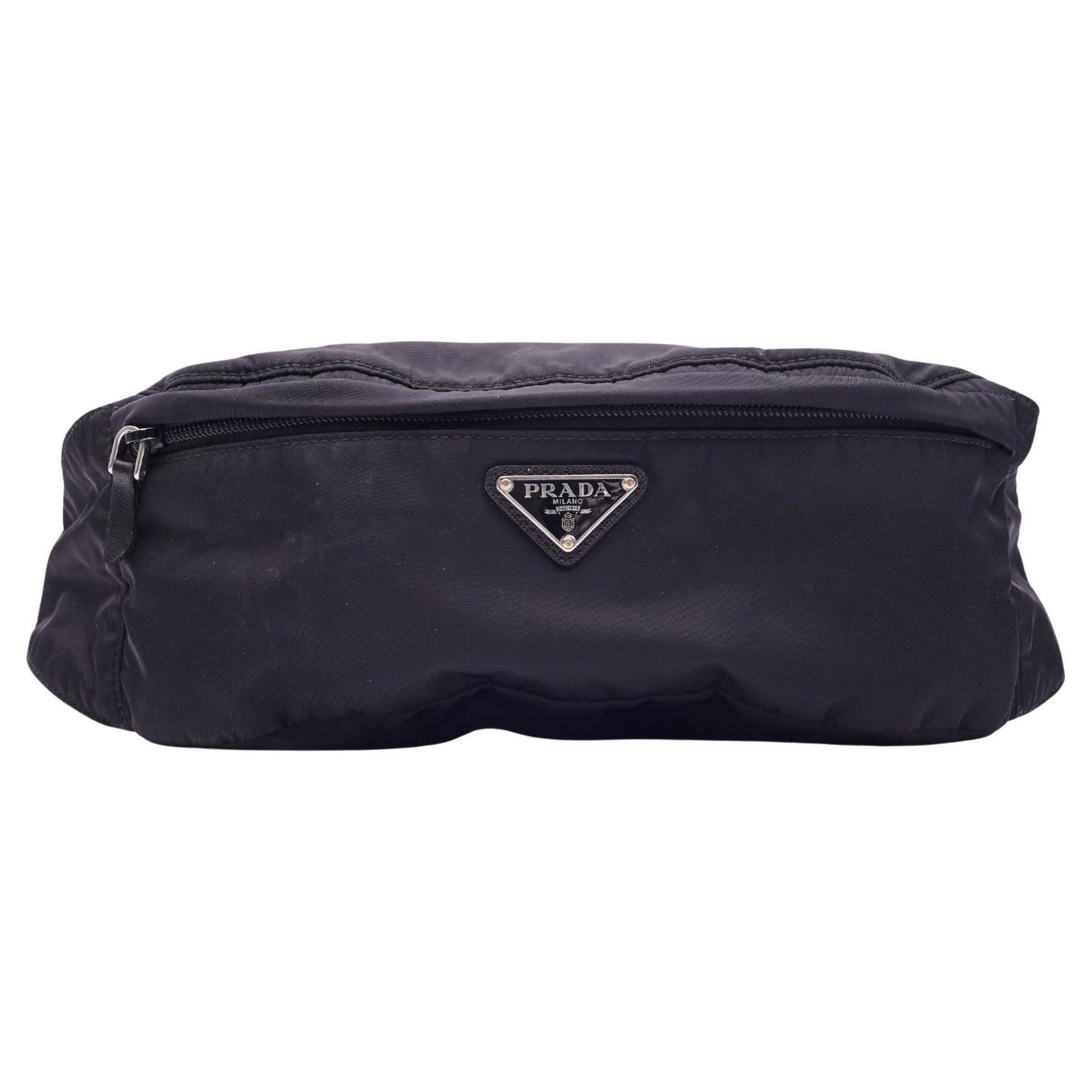Prada Vintage Black Nylon Waist Pouch Belt Bag For Sale at 1stDibs