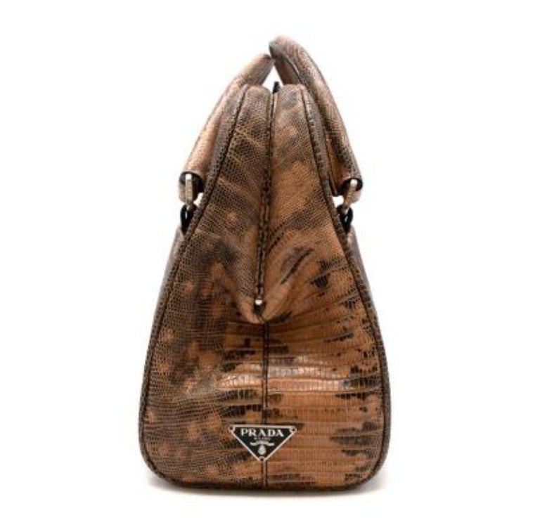 Prada Vintage Lizard Embossed Handbag For Sale at 1stDibs