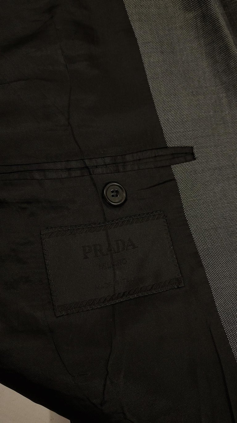Prada Vintage Mens Grey Virgin Wool and Silk Blazer Jacket, 2000s For ...