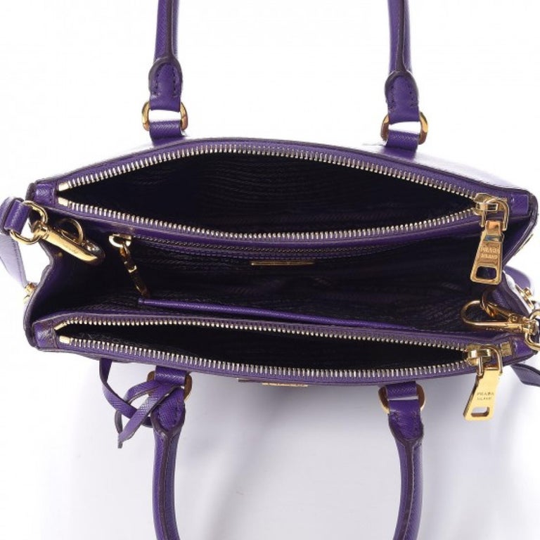 Prada Violet Small Galleria Double Zip tote For Sale at 1stDibs