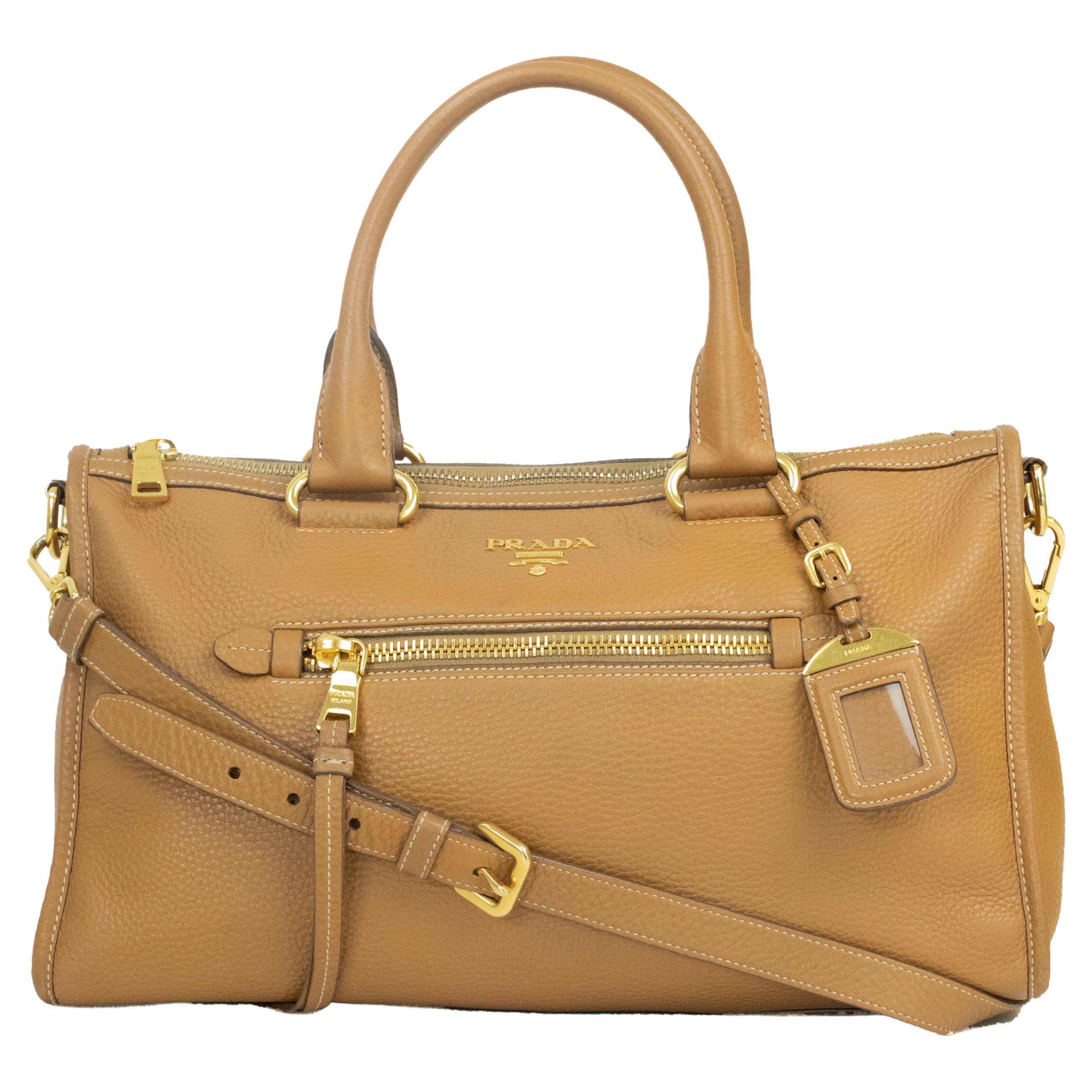 Prada Brown Leather Shoulder Bag at 1stDibs