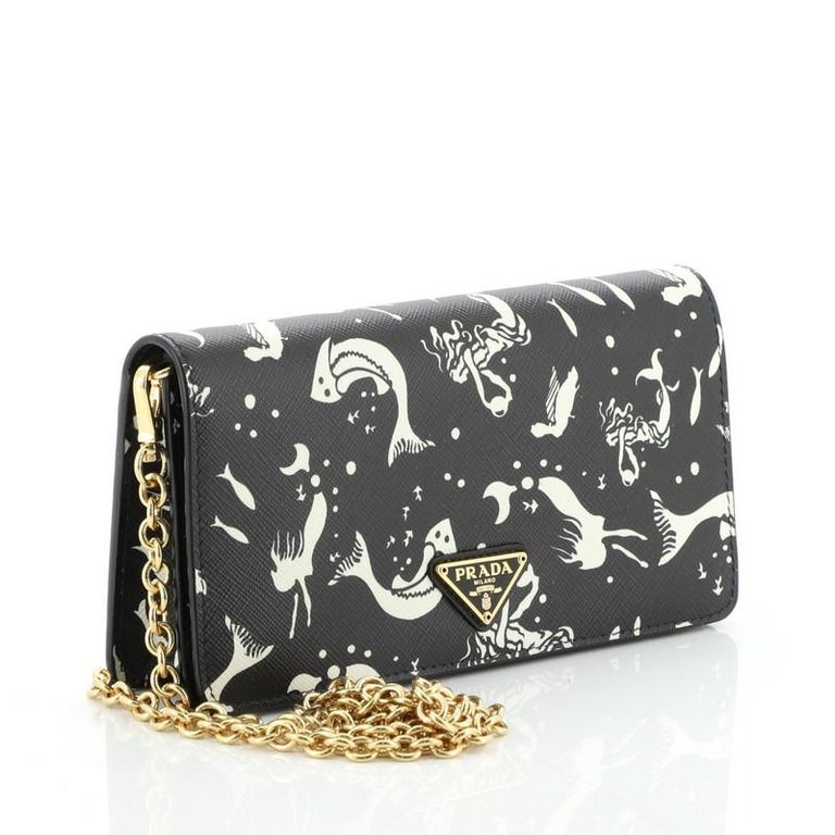 Prada Wallet on Chain Printed Saffiano Leather at 1stDibs