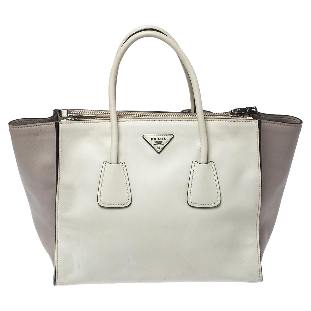 PRADA Brown Leather 1990's Shoulder Tote Handbag For Sale at 1stDibs