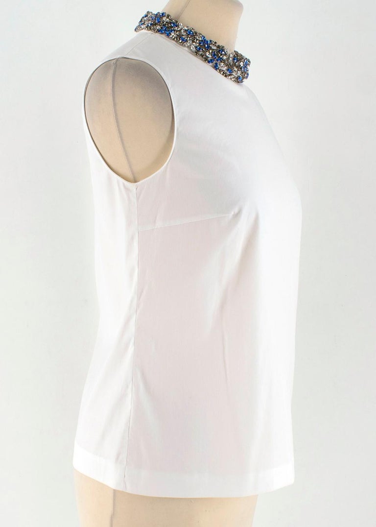 Prada White Sleeveless Top with Crystal Collar S 38 at 1stDibs | prada ...
