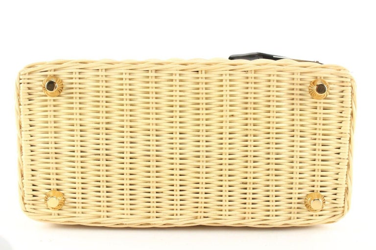 Prada Wicker Basket 2way Black x Neutral 1P0412C For Sale at 1stDibs