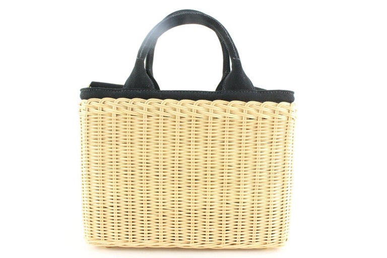 Prada Wicker Basket 2way Black x Neutral 1P0412C For Sale at 1stDibs