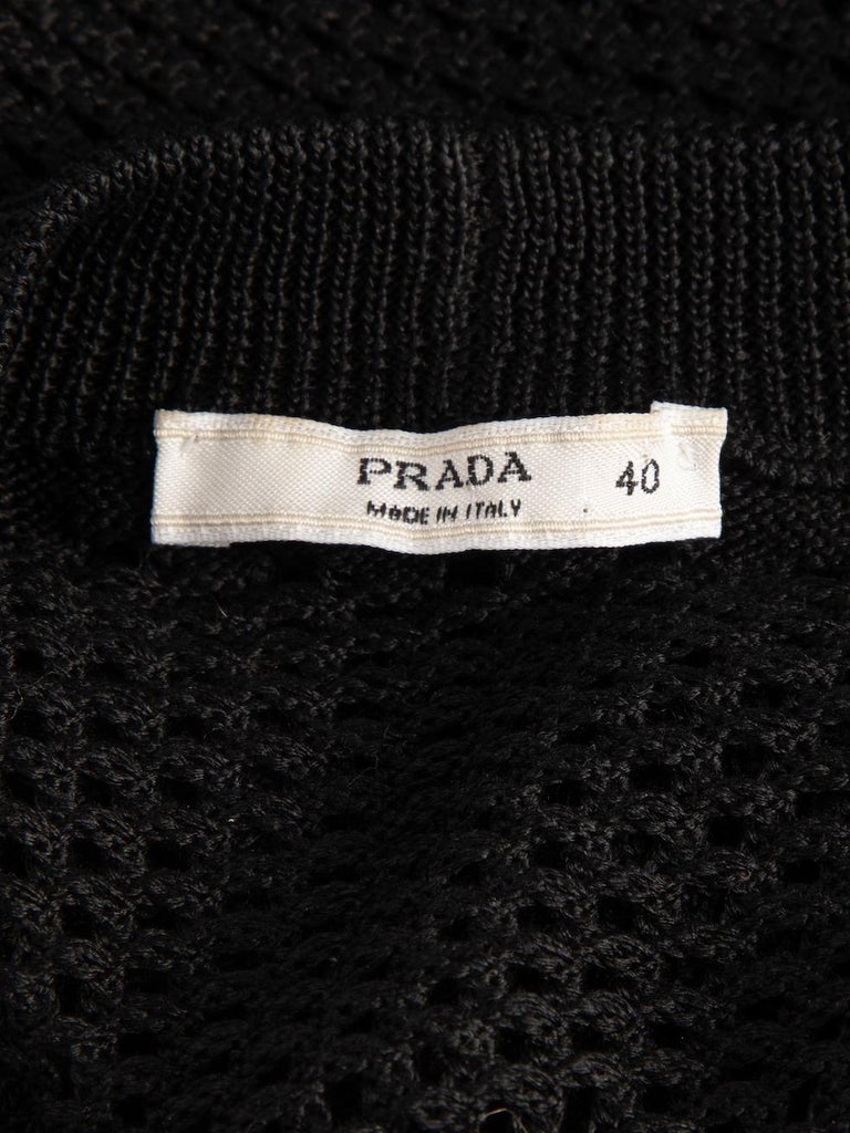 Prada Women's Black Net Button Up Knit Vest For Sale at 1stDibs