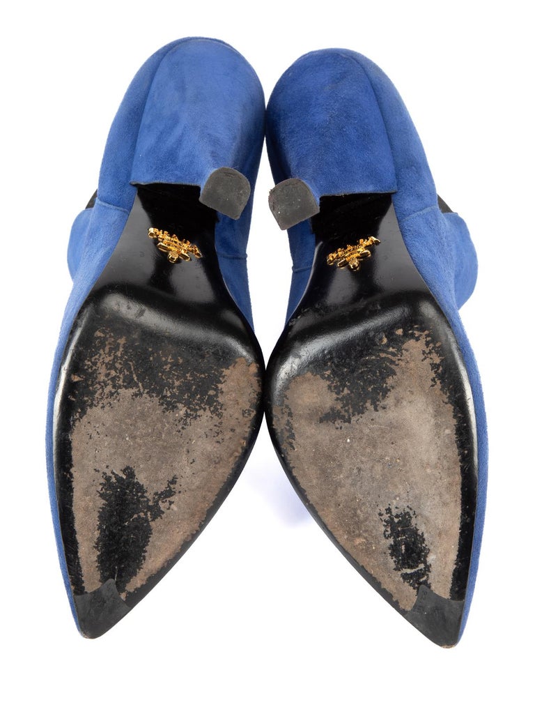 Prada Women's Blue Heeled Ankle Boots For Sale at 1stDibs