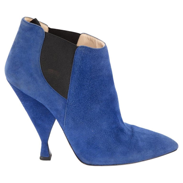 Prada Women's Blue Heeled Ankle Boots For Sale at 1stDibs