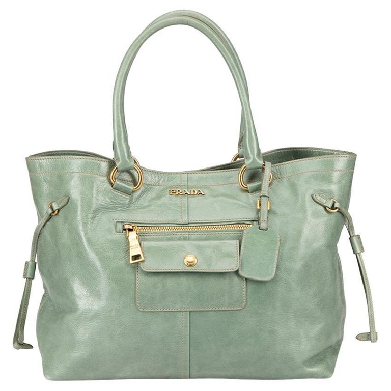 Prada Women's Green Leather Shoulder Bag For Sale at 1stDibs