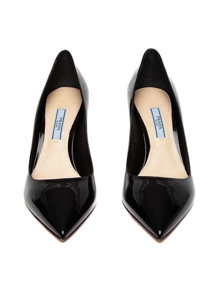 Prada Women's Patent Leather Pointed Toe 85mm Heels For Sale at 1stDibs
