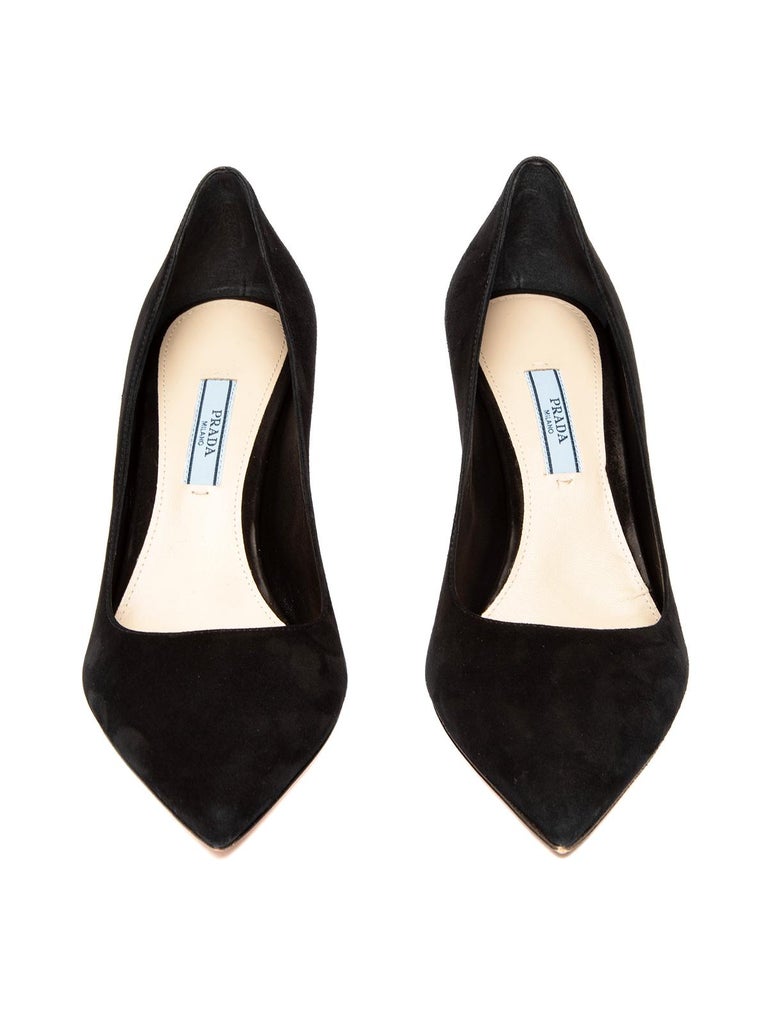 Prada Women's Suede Pointed Toe 85mm Heels For Sale at 1stDibs