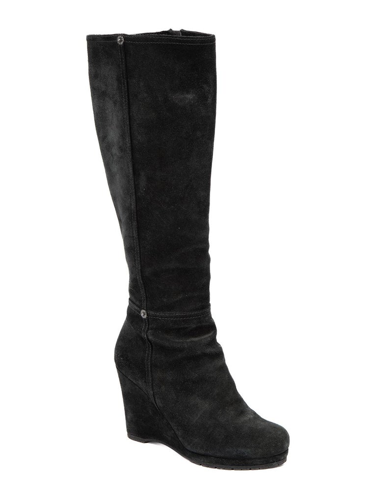Prada Women's Wedge Knee High Boots For Sale at 1stDibs