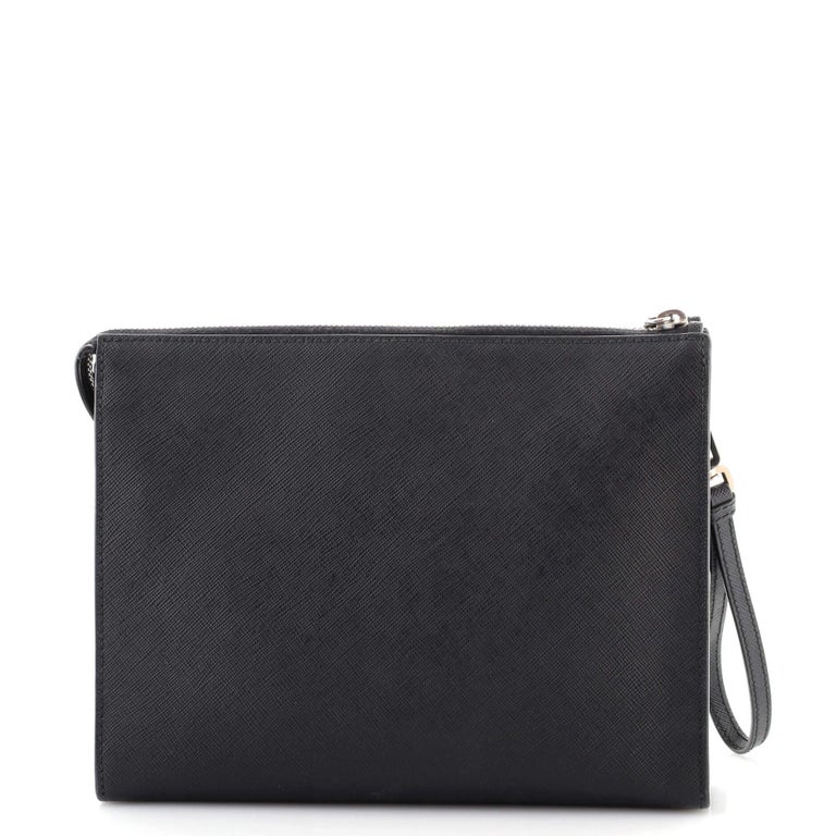 Prada Wristlet Pouch Saffiano Leather Large For Sale at 1stDibs