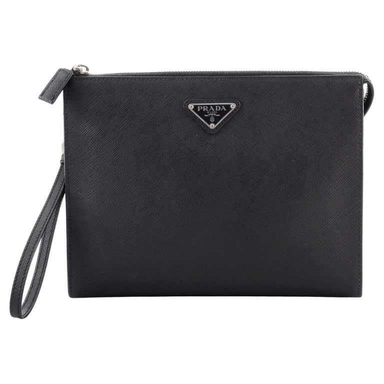 Prada Wristlet Pouch Saffiano Leather Large For Sale at 1stDibs