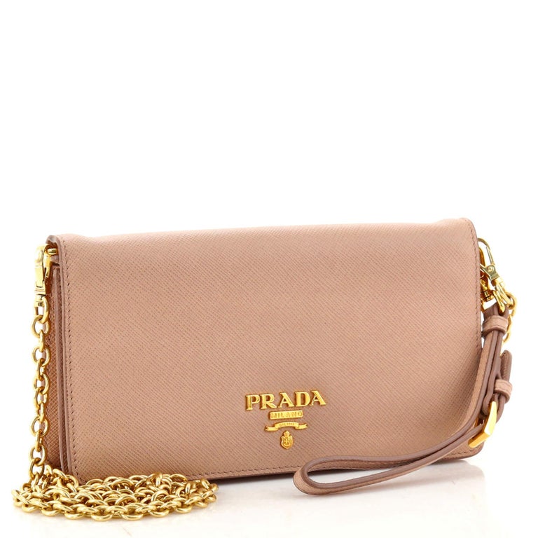Prada Wristlet Wallet on Chain Saffiano Leather Mini at 1stDibs