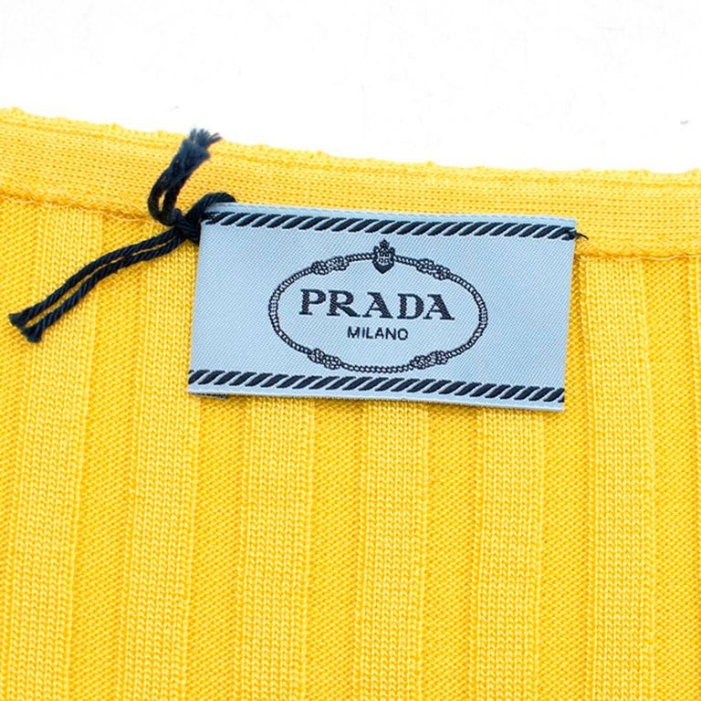 Prada Yellow Fitted Knitted Tshirt US 0-2 at 1stDibs