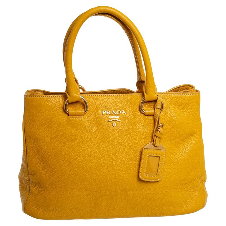 Prada Yellow Vitello Daino Leather Tote at 1stDibs