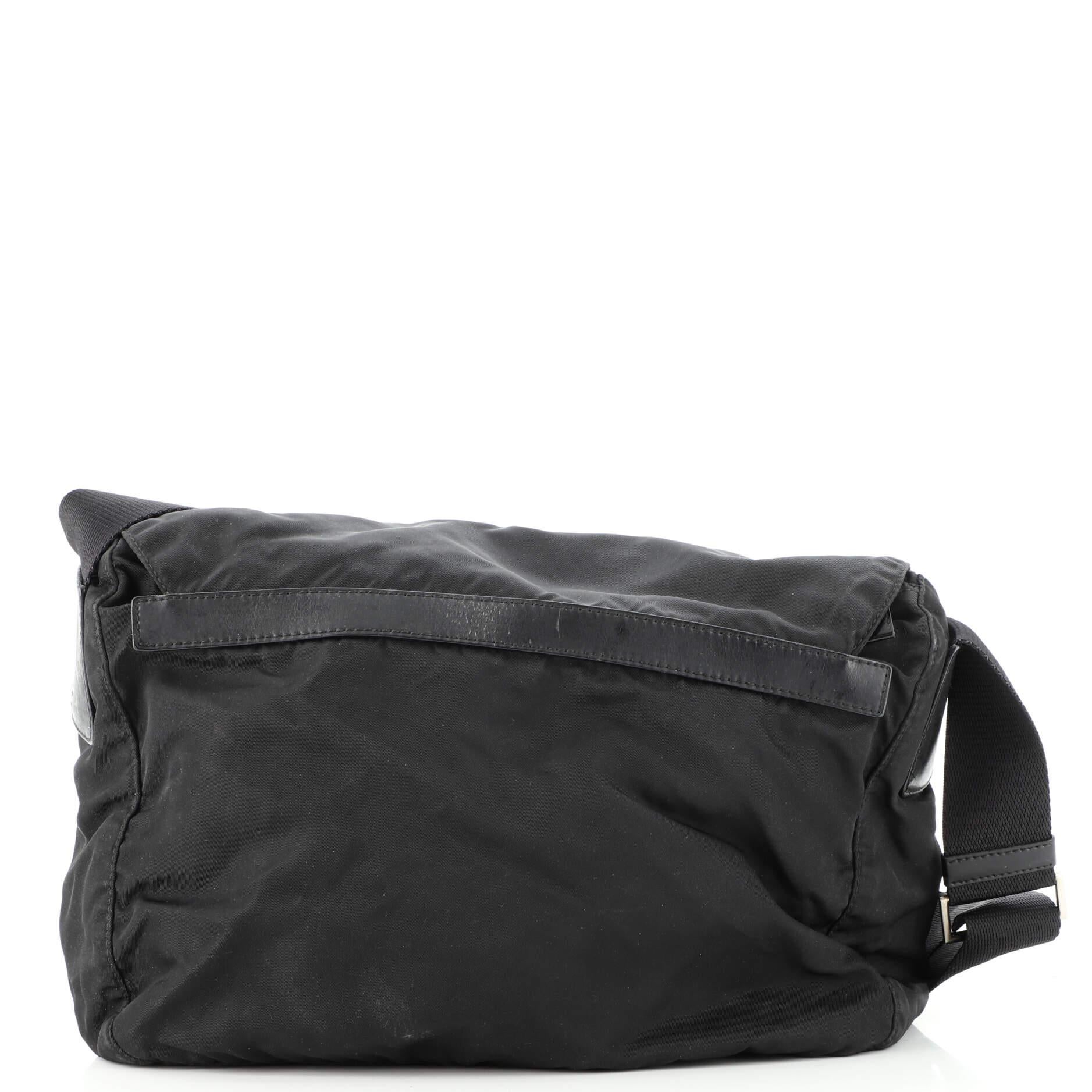 Prada Zip Buckle Messenger Bag Tessuto Medium For Sale at 1stDibs