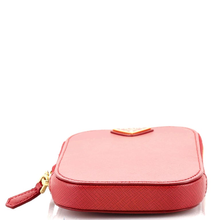 Prada Zip Phone Holder Crossbody Bag Saffiano Leather For Sale at 1stDibs
