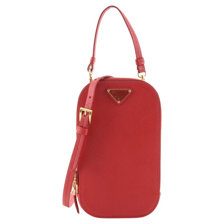 Prada Zip Phone Holder Crossbody Bag Saffiano Leather at 1stDibs