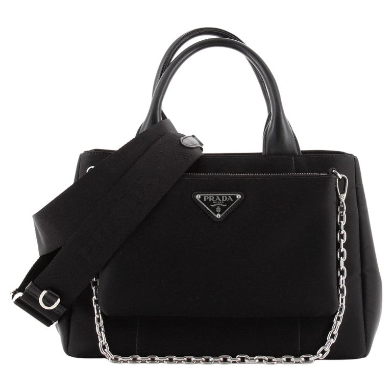 Prada Zip Pocket Chain Tote Bag Tessuto with Leather Small at 1stDibs