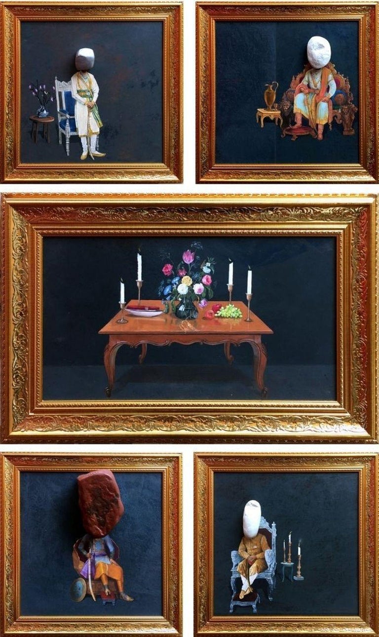 Pragnesh Patel - Untitled, Oil, Acrylic on Canvas Fiber Glass Set of 5 ...