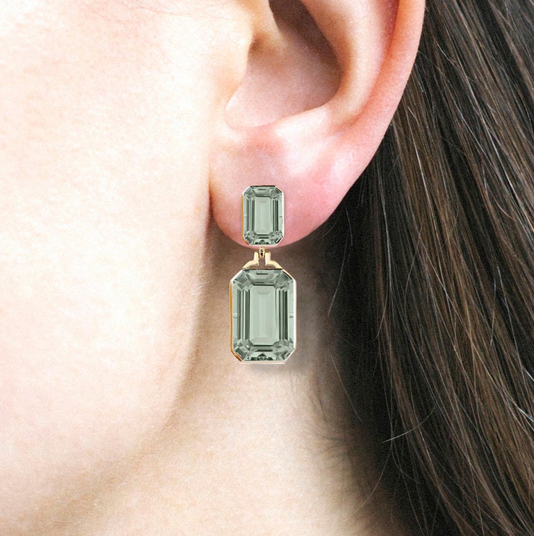Goshwara Emerald Cut Prasiolite Earrings For Sale at 1stDibs