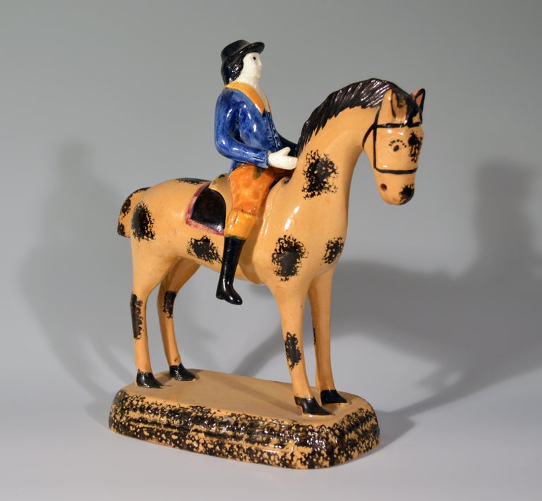 Prattware Pearlware Large Figure of Horse and Rider, Yorkshire, circa ...