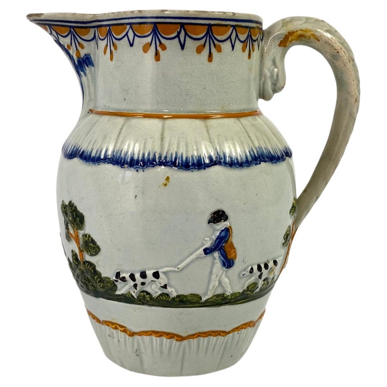 Prattware Pottery Hunting Jug, C. 1810 at 1stDibs