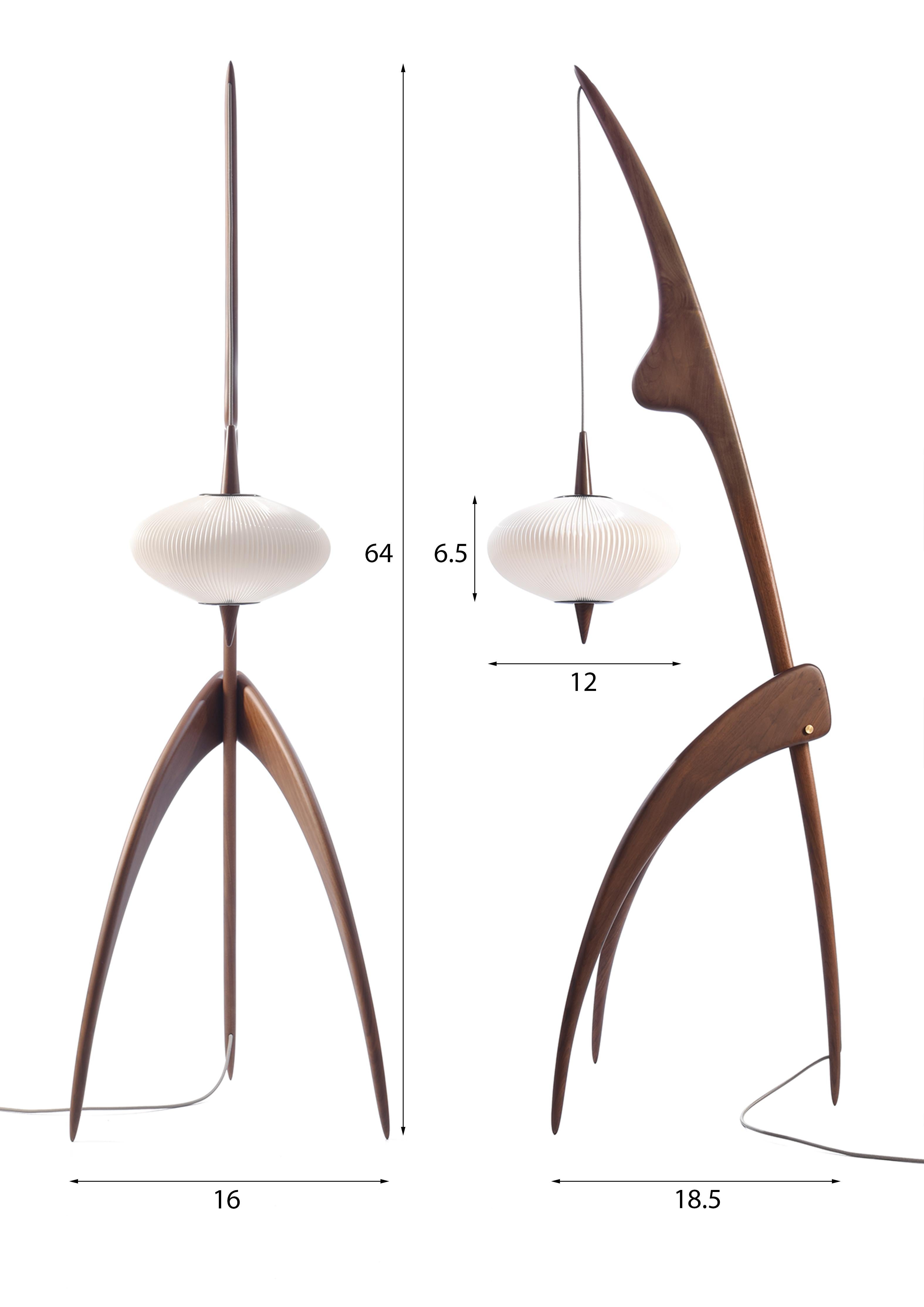 PRAYING MANTIS Floor Lamp in American Walnut by Rispal For Sale at 1stDibs