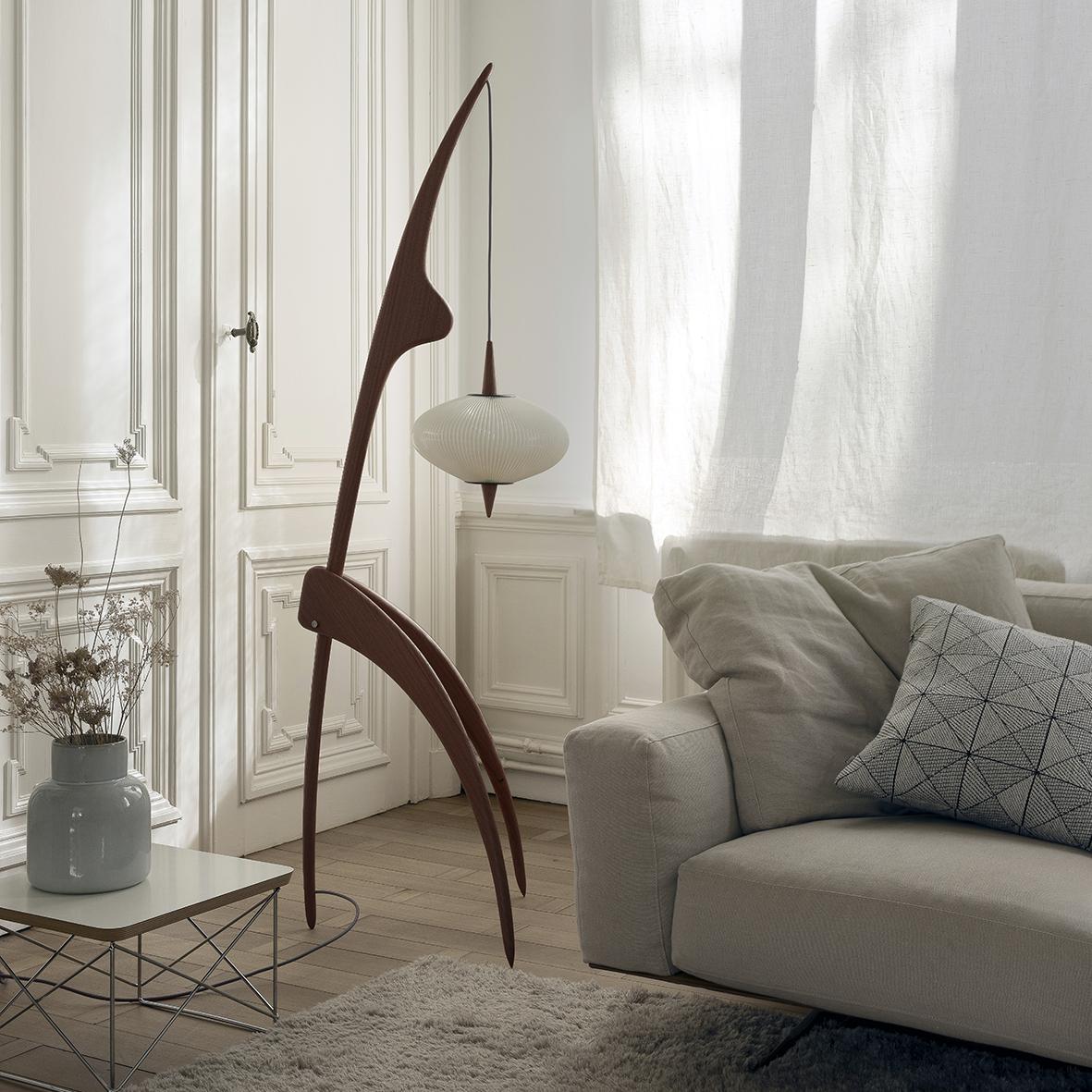 PRAYING MANTIS Floor Lamp in American Walnut by Rispal For Sale at 1stDibs