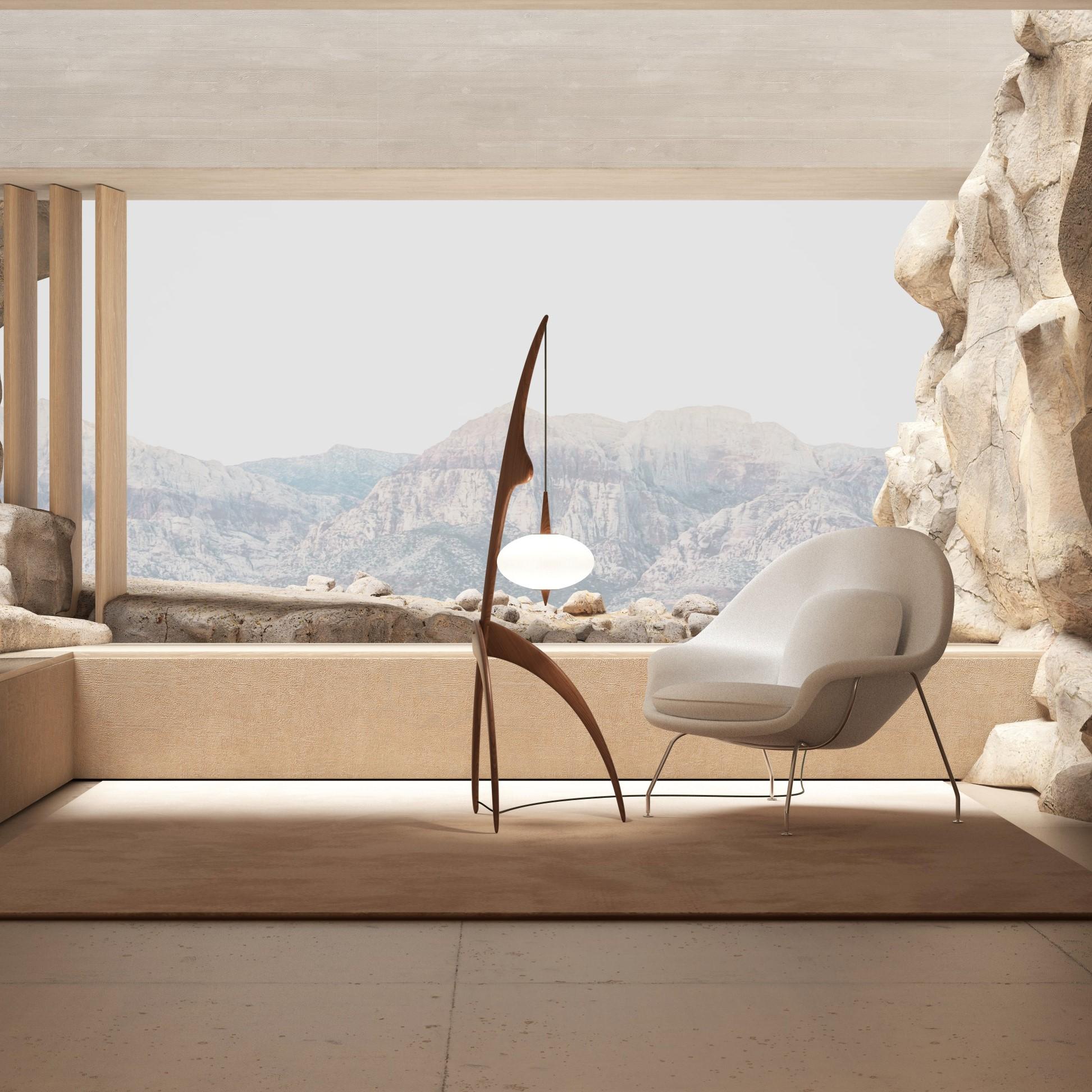 PRAYING MANTIS Floor Lamp in American Walnut by Rispal For Sale at 1stDibs