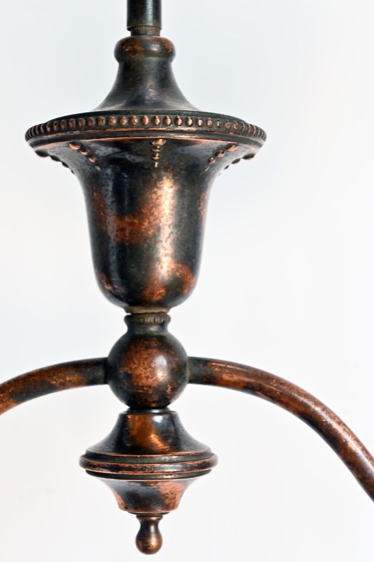 Pre-1900 Gas 2 Shade Conversion Pendant Gilt and Satin with Antique ...