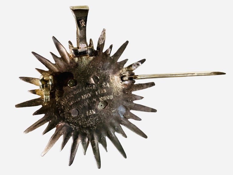 Pre-Columbian Art 18k Gold Peruvian Large Brooch Sun Pendant For Sale ...