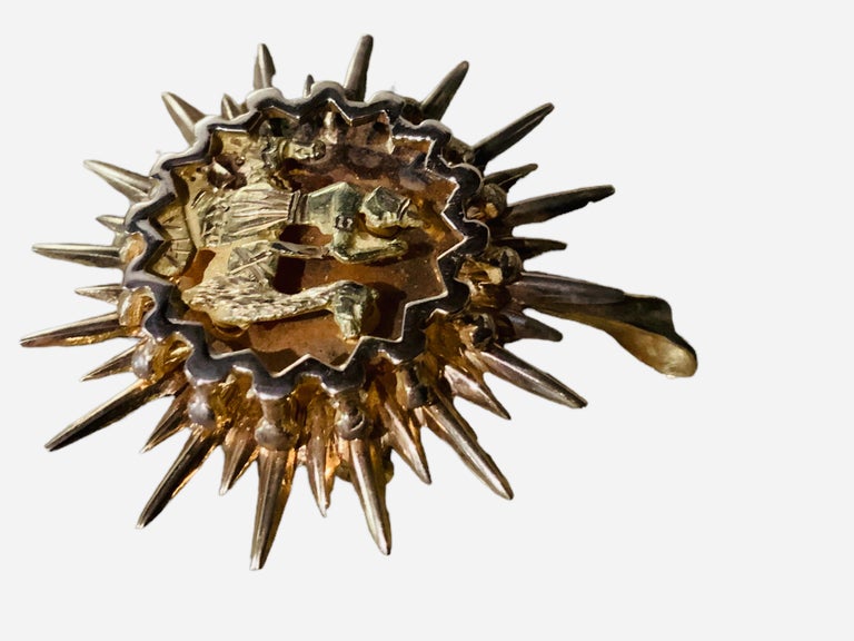 Pre-Columbian Art 18k Gold Peruvian Large Brooch Sun Pendant For Sale ...