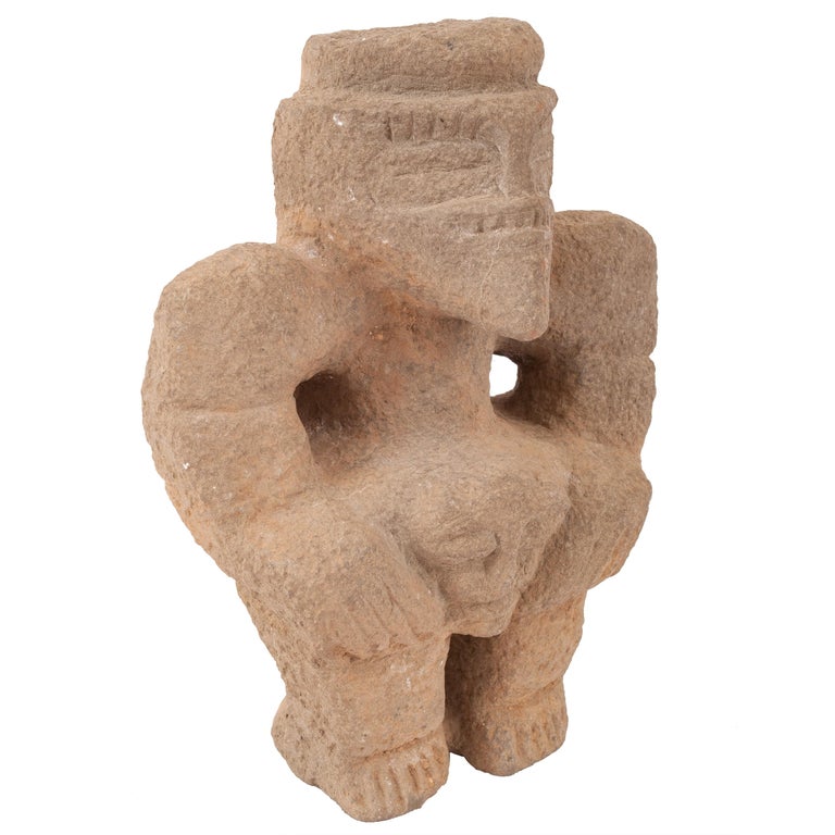 Pre Columbian Figure Volcanic Stone Trophy Head hunter Statue Costa ...