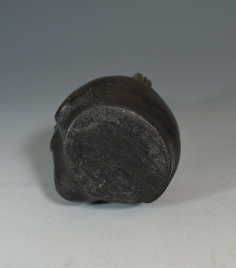 Pre Columbian Inca Grey Ware Portrait Head Vessel Ancient South America ...