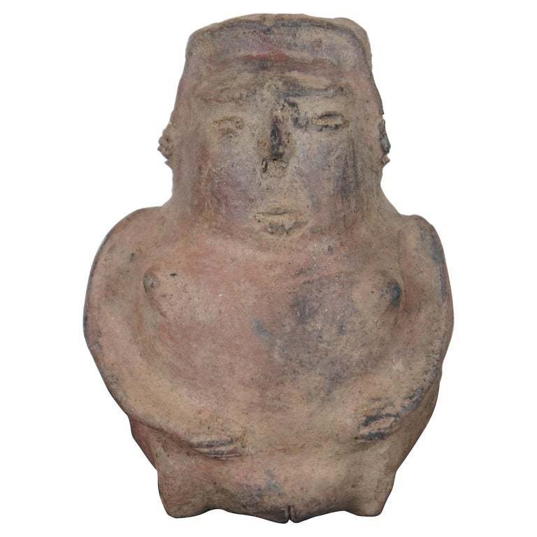Pre Columbian Primitive Clay Female Effigy Fertility Vessel Vase Pot ...