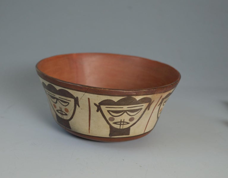 Pre Columbian Rare Nazca Trophy Head Bowl Peru For Sale at 1stDibs