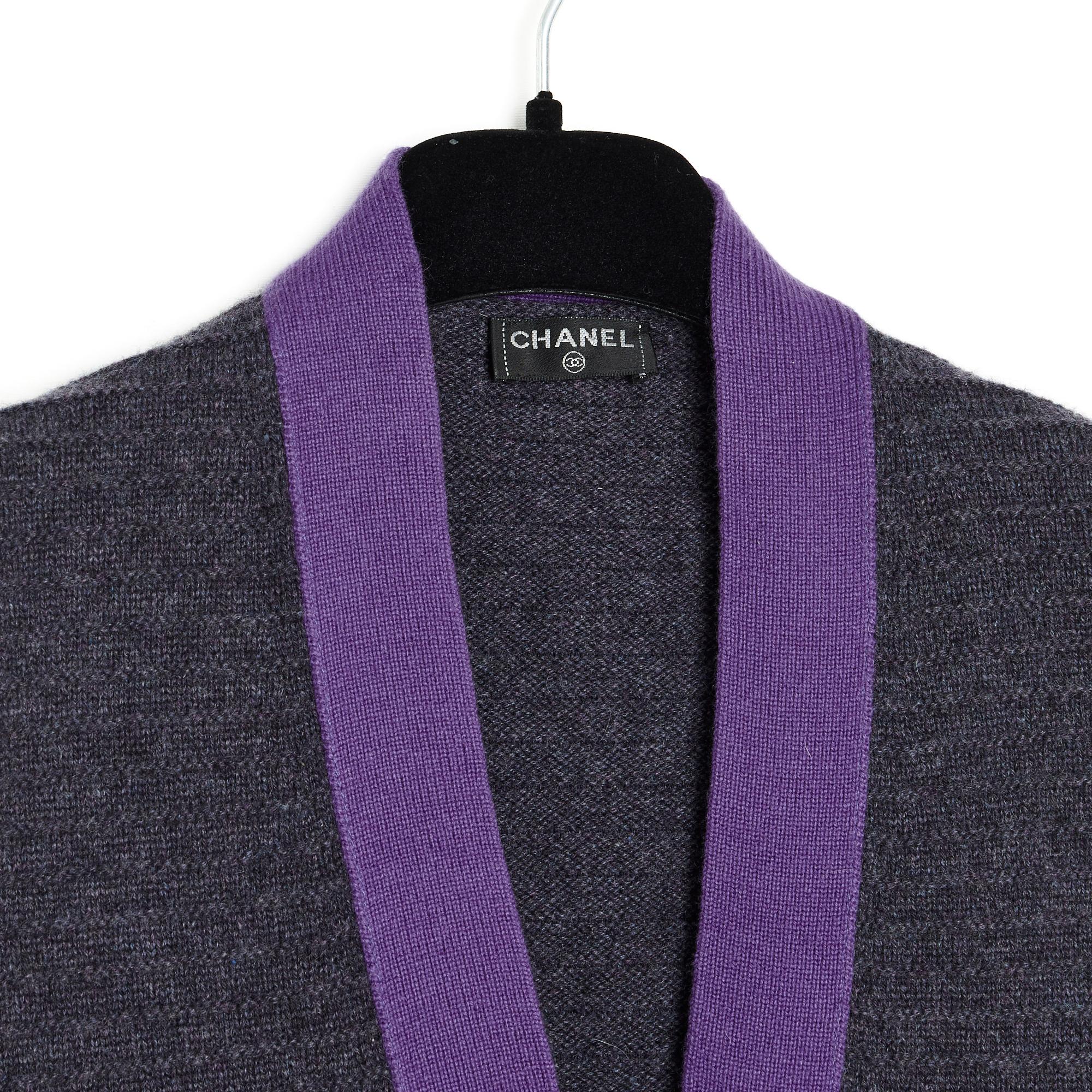 Pre Fall 2008 Chanel Set Dark Grey Purple Cashmere FR40 For Sale at 1stDibs